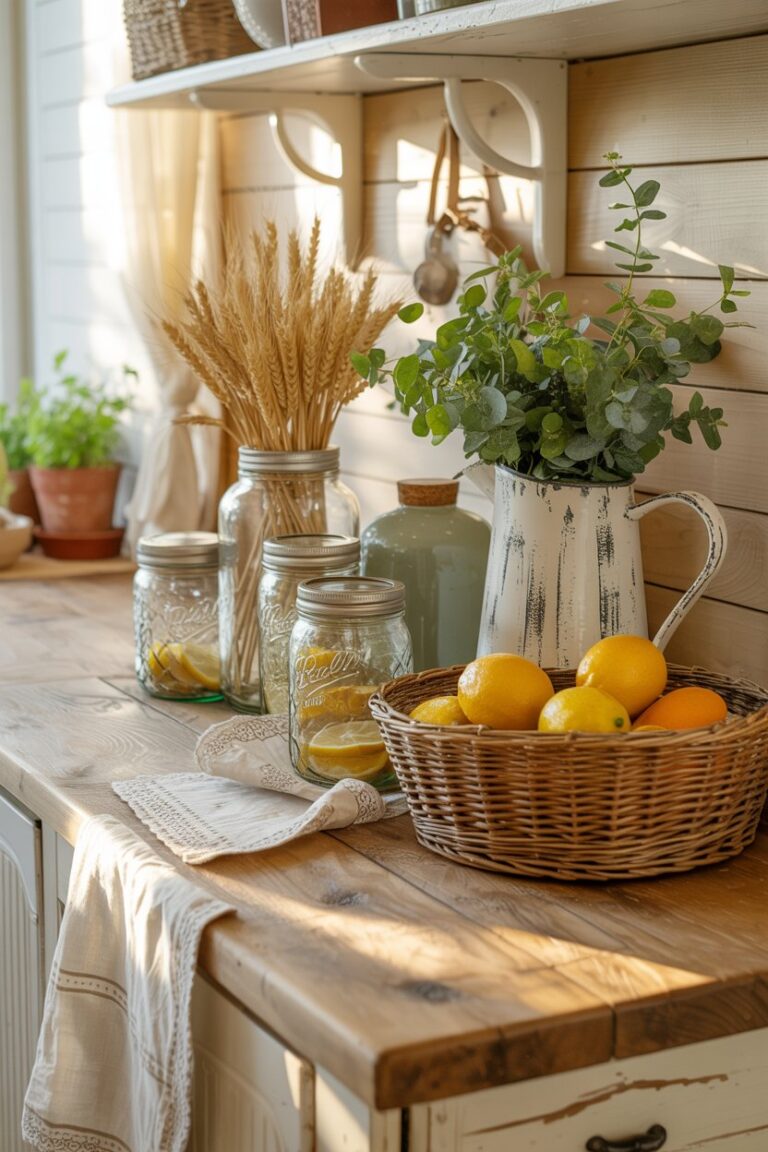 21 Farmhouse Kitchen Counter Decor Ideas for a Cozy & Stylish Look