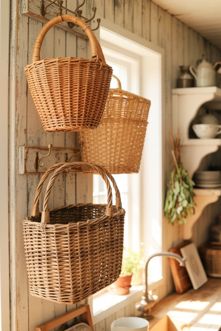 17 Kitchen Decor Wall Basket Ideas for a Cozy & Organized Look