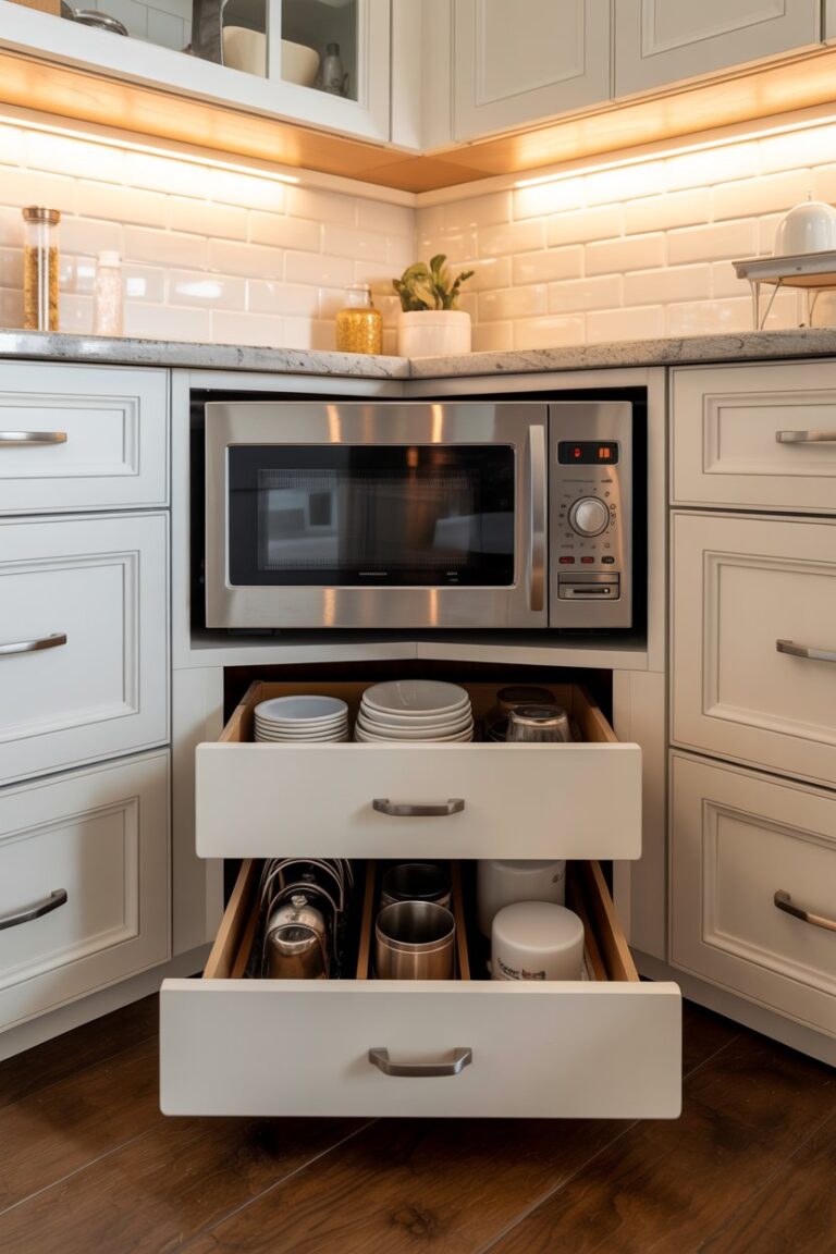 22 Kitchen Corner Microwave Ideas for Smart Space Saving