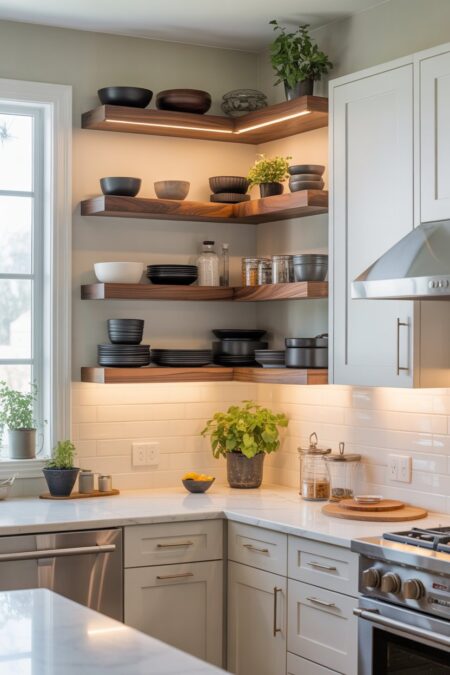 24 Kitchen Corner Shelves Ideas for Smart & Stylish Storage